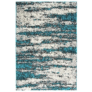 Rugshop Contemporary Abstract Design Plush Shag Area Rug 7'10" x 10' Turquoise