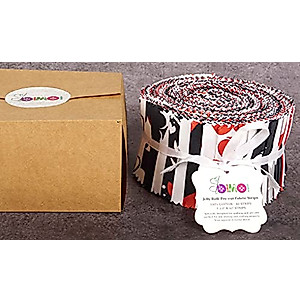 Soimoi 40Pcs Poker Card Print Cotton Precut Fabrics for Quilting Craft Strips 2.5 inches Jelly Roll - White & Black