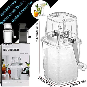 CZ-XING Ice Crusher Manual Rotary Ice Crusher Cocktails Slush Machine Ice Cube Crushed Smoothies Ice Crusher Machine Home 1.25L Chrome Plated Ice Grinder Ice cube Drinks Chopper Stirrer (Transparent)