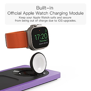PETINO 3 in 1 Magnetic Wireless Charger Foldable, Mag-Safe Charger Stand, Mag-Safe Wireless Charging Station for Apple Devices, iPhone 15/14/13/12 Series, Apple Watch Series, AirPods Pro(Purple)