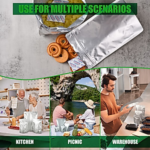 10.5 Mil 150 Mylar Bags for Food Storage with Oxygen Absorbers 500cc & 300cc, Mylar Bags 1 Gallon, 1 Quart, 1/2 Pint, 40 Oz, Stand-Up Zipper Resealable Bags & Heat Sealable Food Storage Bags + Labels