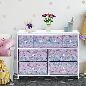 Sorbus Fabric Dresser for Kids Bedroom - Chest of 8 Drawers, Storage Tower, Clothing Organizer, for Closet, for Playroom, for Nursery, Steel Frame, Fabric Bins - Knob Handle (Tie-dye Purple)