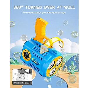 Vewaci Bubble Machine Gun [10,000 Bubbles/Min] [LED Light] Bazooka Bubble Gun, Rechargeable Bubble Blower for Age 3+ Kids/Adults, Birthday Gift Summer Toy for Outdoor Wedding Party