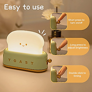 Kawaii Toaster Lamp, Smile Face Night Light for Room Decor, Timming, Dimmable Rechargeable Table Lamp for Bedroom, LED Small Lamp, Mini Aesthetic Stuff, Kids Bedside Lamps, Cute Christmas Gifts
