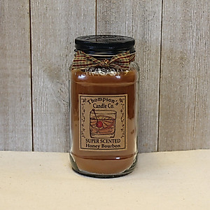 Thompson's Candle hblm Super Scented Honey Bourbon Large Mason Jar Candle- Burns 85 Hours, 20 Ounce