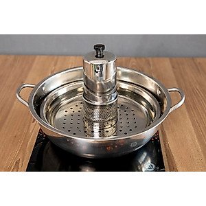 Shabu Shabu Hot Pot - Stainless Steel Gas Stove and Induction Cooktop Compatible Sukiyaki Pot - Donabe Cookware Made in China- 13.8" Capacity, 3.9" Deep Korean Ramen