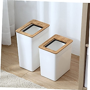 ABOOFAN Kitchen Garbage Cans Japanese Fair Pitcher Storage Bucket Strawberry Decor Bathroom Bin Wood Garbage Container Bin Trash Can Home Decor Trash Basket Wooden Bamboo Cover Desk Office