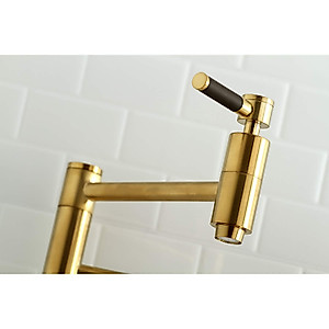 Kingston Brass KS8107DKL Wall Mount Pot Filler Kitchen Faucet, Brushed Brass