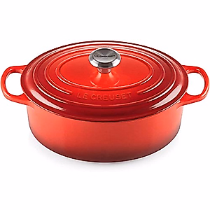 Le Creuset Enameled Cast Iron Signature Oval Dutch Oven, 9.5 qt., Cerise