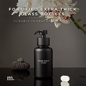 MaisoNovo Glass Foaming Hand Soap Dispenser 14 Oz | Black Foaming Soap Dispenser Black Pump x 1 w/Labels