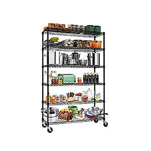 6-Tier Metal Wire Shelving Unit w/Wheels Height Adjustable Storage Rack NSF Certified Storage Shelves 2100/500 Lbs Capacity Standing Utility Shelf for Laundry Kitchen Pantry Garage Organization