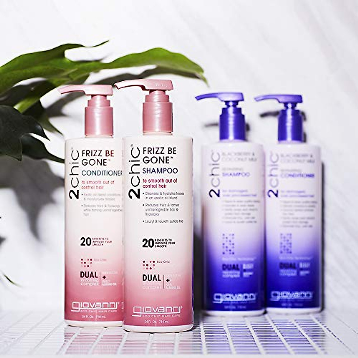 GIOVANNI 2chic Ultra-Repairing Shampoo - For Damaged, Over-Processed Hair, Helps Restore Hair's Natural Elasticity, Blackberry & Coconut Oil, Argan, Shea Butter, Color Safe - 24 oz