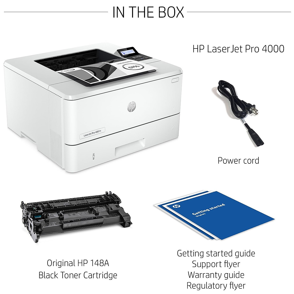 HP Laserjet Enterprise M611x Wireless Ethernet Monochrome Laser Printer, Print only, White - Auto Duplex Printing, 65 ppm 1200x1200 dpi, WiFi, EPEAT Gold, 4.3" Touchscreen, 512MB, Cbmou Printer Cable