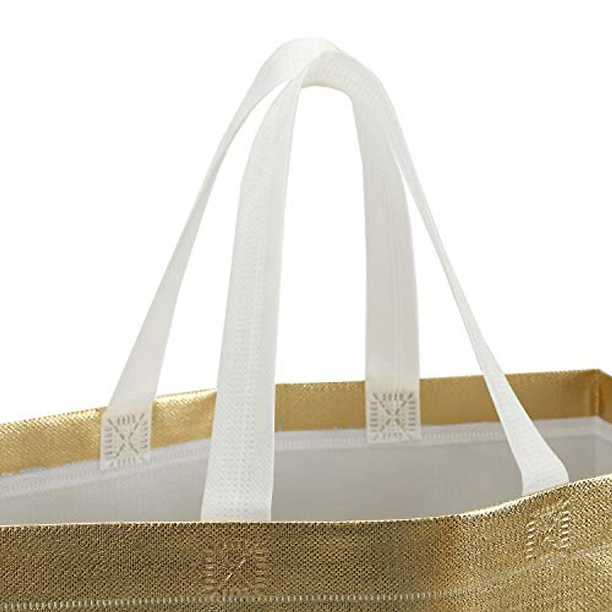 Tosnail 20 Pack Large Glossy Gold Reusable Grocery Bags Shopping Tote Bag with Handle Present Bag Gift Bag for Weddings, Birthdays, Party, Event