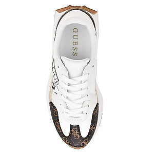 Guess Women's CALEBB Sneaker, White/Brown 145, 8.5