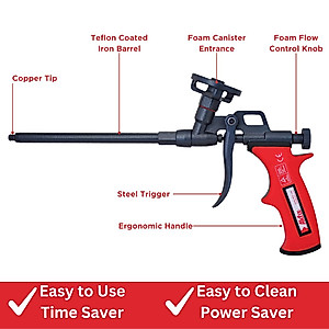 Akfix Dispensing Foam Gun - Spray Foam Applicator for Caulking, Professional Insulation for Window and Door | Foam&Cleaner NOT Included | 1 Pack