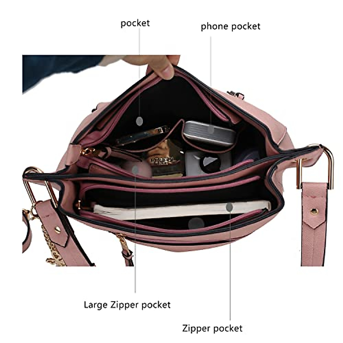 MKF Fashion Hobo Bag for Women – PU Leather Top Handle Handbag Purse – Crossbody Shoulder Strap Lady Pocketbook Ivette Navy