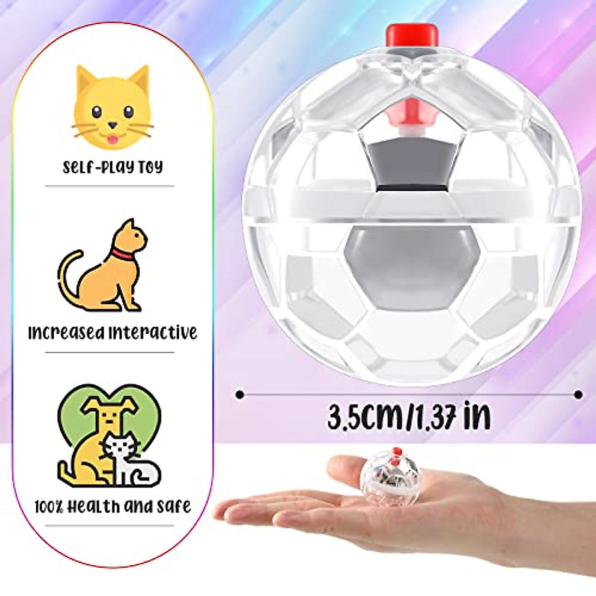 CHENGU 15 Pieces Ghost Hunting Cat Ball Light up Cat Balls Motion Activated Interactive Cat Toy Small LED Glowing Pet Ball for Animal Dog Running Activity Indoor Supplies, 1.38 x 1.5 Inches