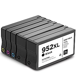 952XL High-Yield Ink Cartridges (5-Pack), Replacement for HP 952 952XL Ink Cartridges Combo Pack (2BK/C/M/Y), Super Larger Capacity, for OfficeJet Pro 8710 8715 8720 7720 7740 8210 8702 8725 Printer