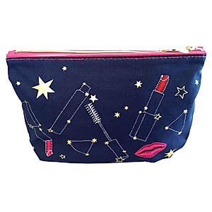 Estee Lauder Cosmetics Makeup Travel Bag •• (Zodiac/Horoscope Collection ≈ Navy Blue & Hot Pink) ••