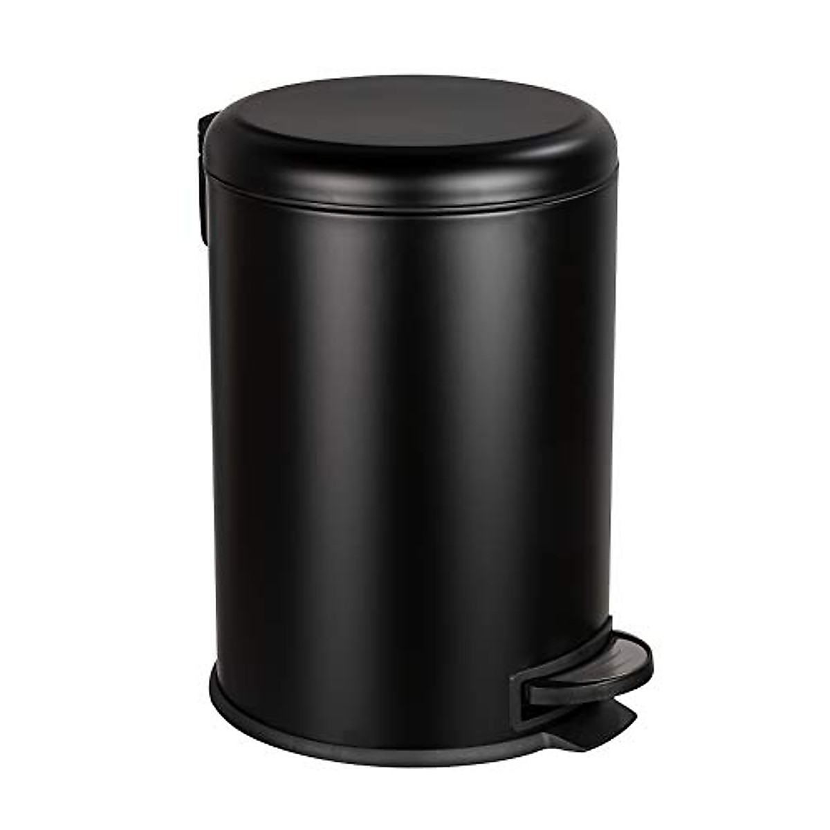 WENKO Black, Trash Can with Lid and Pedal, Garbage Bin for Kitchen with Removable Inner Bucket, Easy Close, Steel, Matt, 5.28 Gal, 12 x 17.32 x 14.76
