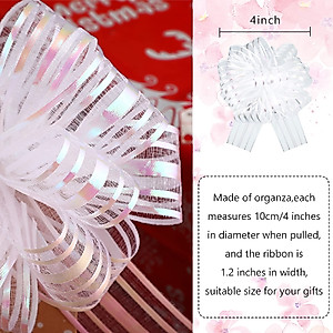 24 Pieces Pull Bow Mixed Color Large Organza Pull Bow Present Wrapping Pull Bow with Ribbon for Wedding Present Baskets (Multicolored)