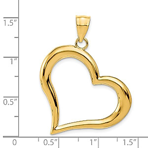 IceCarats 14K Yellow Gold Dangling Heart Necklace Love Pendant Charm Only