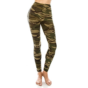 ALWAYS Women's High Waist Yoga Leggings - Camo Military Army Premium Soft Stretch Workout Pants 143 Plus Size
