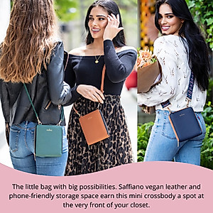 KEDZIE Best Little Bag in Saffiano Vegan Leather Crossbody Bag For Women With Removable Adjustable Strap - Chestnut