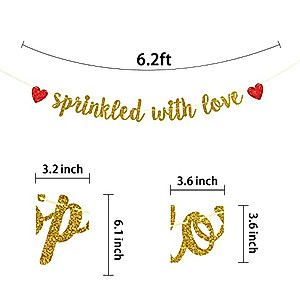 Dill-Dall Gold Glitter Sprinkled With Love Banner, Baby Shower Decorations, Baby Gender Reveal Party Supplies