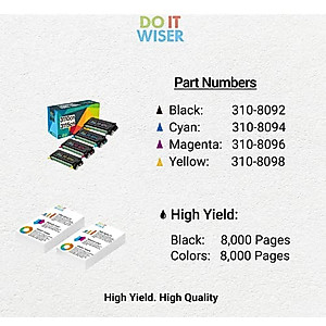 Do it Wiser Remanufactured Toner Cartridge Replacement for Dell 3110cn 3115cn 3110 3115 | 310-8094 - High Yield 8,000 Pages (Cyan)