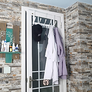 Dseap Over The Door Hook Hanger - 5 Tri Hooks, Heavy Duty Over The Door Towel Rack Coat Rack for Clothes Hat Towel, White, 2 Packs