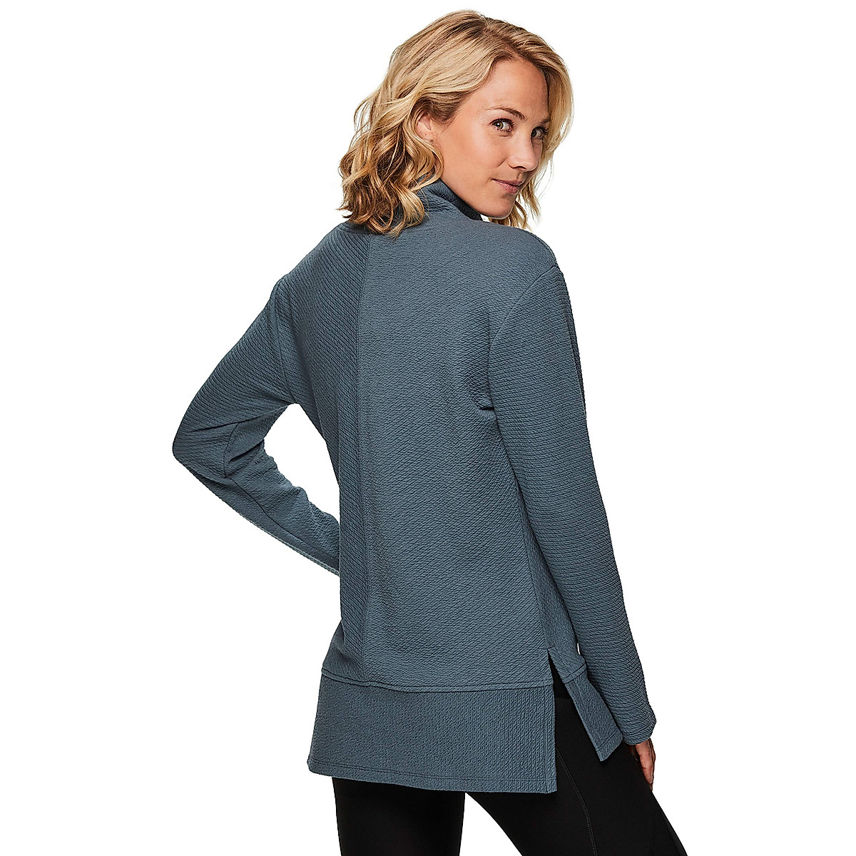 RBX Active Women's Quilted Lightweight Cowl Neck Tunic Pullover Sweatshirt F19 Green XXL