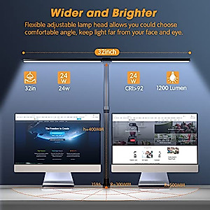 SOMAYO LED Desk Lamp，Architect Desk Lamps for Home Office，24W Brightest Led Workbench Office Lighting-5 Color Modes and 5 Dimmable Eye Protection Modern Desk Lamp for Monitor Studio Reading (b-Black)