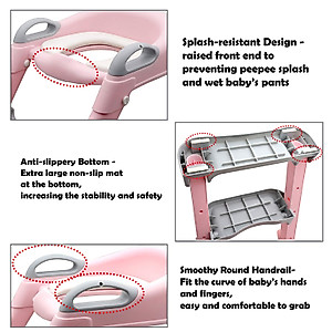 HTTMT- Pink Toddler Potty Training Seat Ladder Step Toilet Girl Chair Infant Kids Bathroom Trainer [P/N: ET-BABY002-PINK]