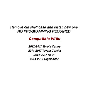 KeylessOption Keyless Entry Remote Uncut Car Blank Key Blade Case Fob Shell for Toyota Camry Scion HYQ12BDM