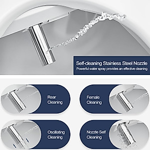 ZMJH A201DS Electronic Smart Bidet Toilet Seat,Self Cleaning Hydroflush,Hybrid Heating,Heated Dryer,Nightlight,Vortex Wash, remote control (Round)