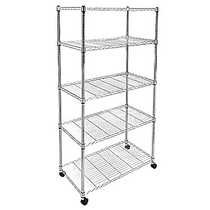 YSSOA 5-Tier Heavy Duty Storage Shelving Unit,Chrome,35L x 18W x 70H inch