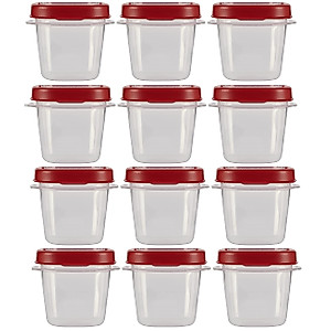 Rubbermaid Easy Find Lids Food Storage Containers, 0.5 Cup, Clear With Red Lids 12 Pack (12 Cups)