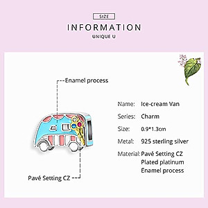 XNTBX Bracelet Charm Bead Ice Cream Truck DIY Charm 925 Sterling Silver Fits Pandora Bracelet Necklace, European Charms Bracelet
