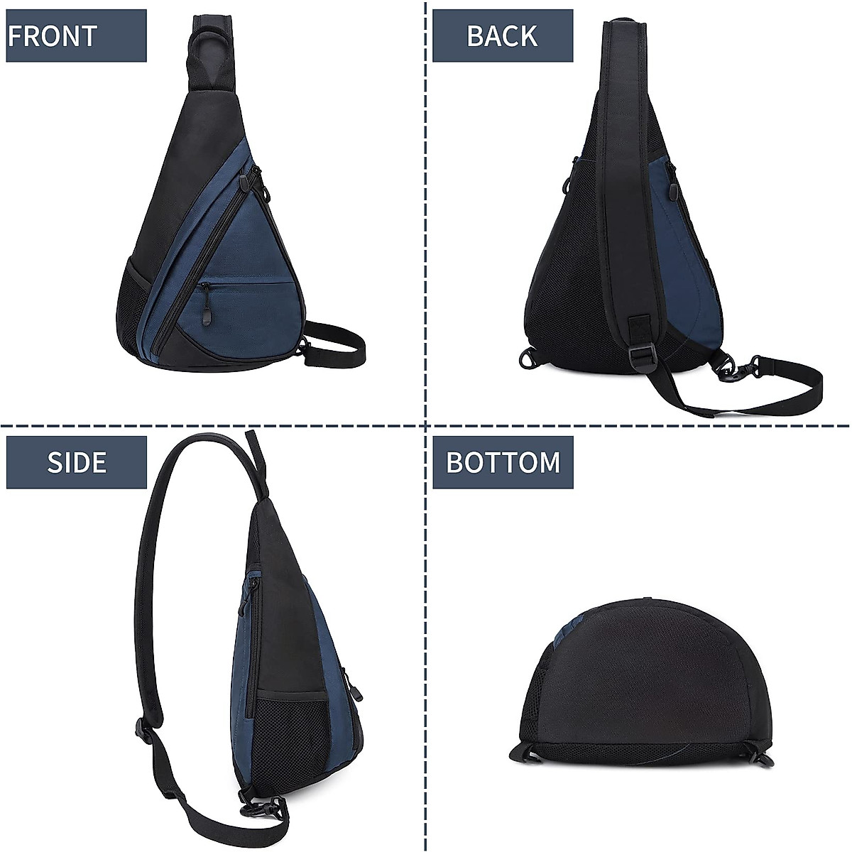 Lohol Lightweight Sling Bag Crossbody Shoulder Chest Bag Urben/Outdoor/Travel Daypack for Women & Men (M/Black)