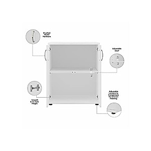 Bush Business Furniture Universal Laundry Room Storage Cabinet with Doors and Shelves in White