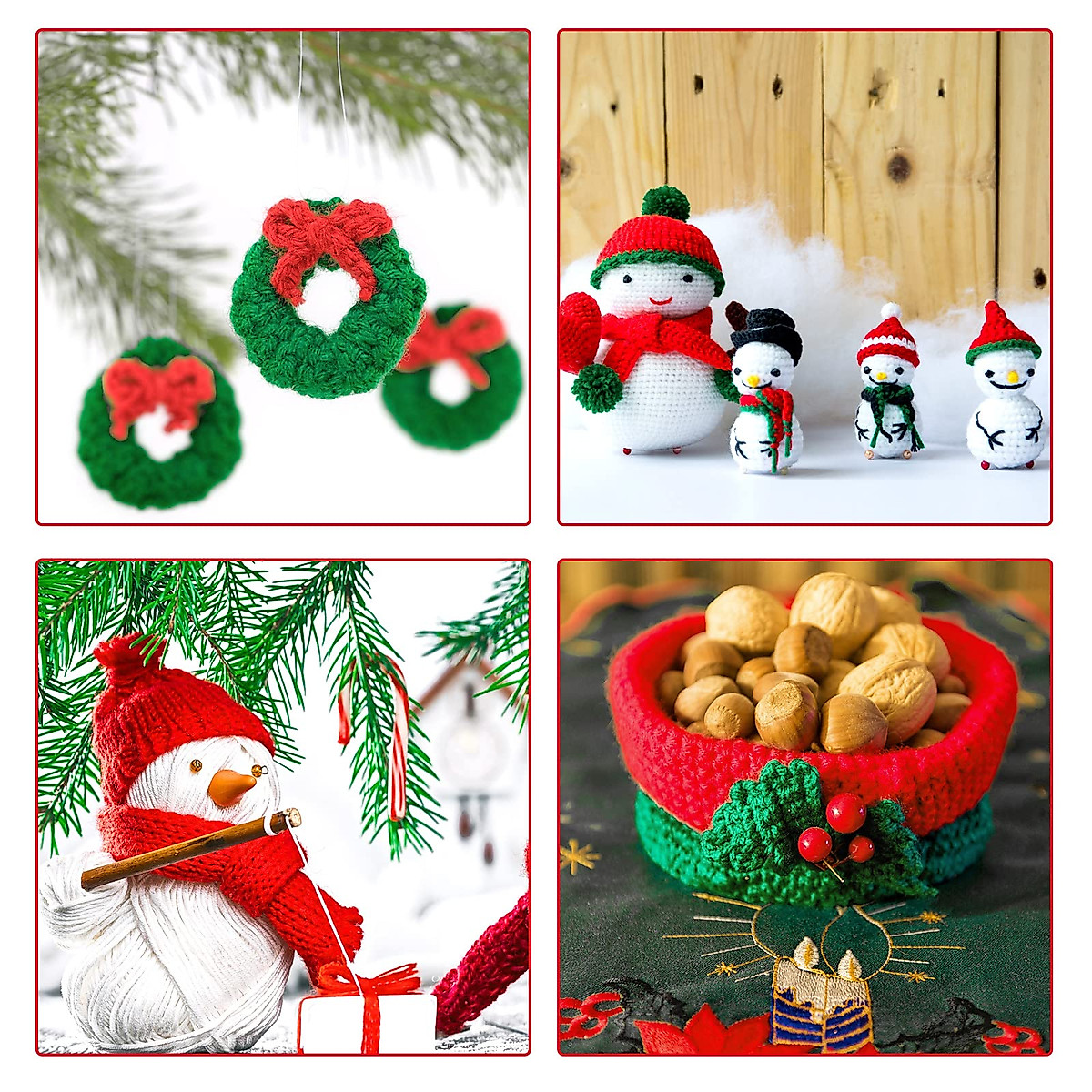 LIHAO 3 Skeins Yarn for Knitting Christmas Themed Yarn for DIY Xmas Crochet Crafts - 100% Acrylic, 50g