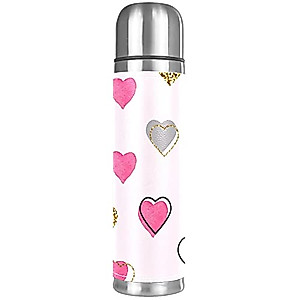 Heart Vacuum Insulated Water Bottle Stainless Steel Thermos Flask Travel Mug Coffee Cup Double Walled 17 OZ