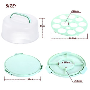 Ohuhu Cake Carrier with Lid and Handle, BPA-Free Cake Containers Cake Holder for 10 inch Cake with 2 Handles Cupcake Carrier - Plastic Cover Two Sided Base for Transport Pies Nuts Fruit Perfect Gifts