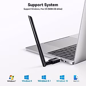 USB WiFi Adapter for PC, Techkey AC1300Mbps Dual Band Wireless Network Adapter, Network WiFi USB 3.0 for Desktop Laptop with 2.4GHz/ 5GHz High Gain 5dBi Antenna, Support Win10/8.1/8/7/XP…