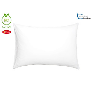 Comfort Beddings Queen Pillow Cases Set of 4 White 100% Organic Cotton 600 Thread Count Premium White Cotton Pillowcases, Queen Pillowcase Pillow Covers, 20 x 30 inch