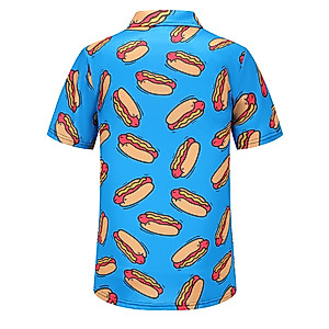 Golf Shirts for Men Dry Fit Mens Golf Shirt Short Sleeve Funny Hot Dog Golf Polo Shirts
