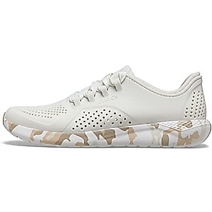 Crocs Women's Literide Pacer Lace-Up Sneakers, Camo/Almost Whi, 7 Women