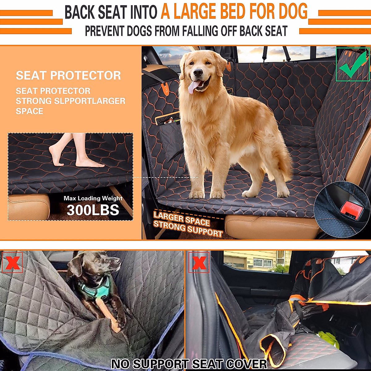BABYLTRL Back Seat Extender for Dogs, Dog Car Seat Cover for Back Seat Bed for Car Travel Bed, Dog Hammock for Car Camping Mattress, Thickened Foldable Waterproof Dog Bed for Car SUV Compact Trucks